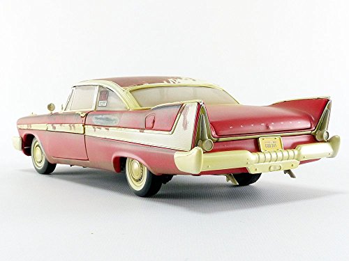 Auto World - Christine 1958 Plymouth Fury in Red - Dirty Version - 1/18 Scale Die Cast Collectible Model Muscle Car for Kids and Adults