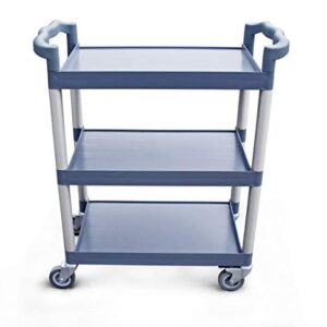 New Star Foodservice 54569 350-Pound Plastic 3-Tier Utility Bus Cart with Locking Casters, 42.5 "x19.5" x 38.5", Gray