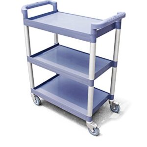 New Star Foodservice 54569 350-Pound Plastic 3-Tier Utility Bus Cart with Locking Casters, 42.5 "x19.5" x 38.5", Gray