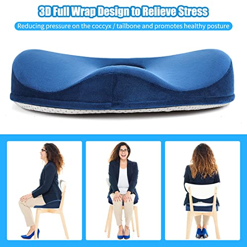 SAHEYER Seat Cushion for Tailbone Pain Relief,Office Chair Cushion for Sciatic Nerve Pain Relief,Butt Pillow for Enhanced Comfort in Long-Term Sitting,（Blue）