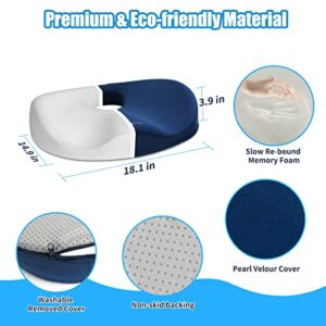 SAHEYER Seat Cushion for Tailbone Pain Relief,Office Chair Cushion for Sciatic Nerve Pain Relief,Butt Pillow for Enhanced Comfort in Long-Term Sitting,（Blue）