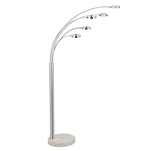 VONLUCE Bright LED Floor Lamp with 5 Lights, Modern Dimmable Task Standing Light Fixture with Stable Marble Base for Living Room Office, Contemporary Touch Arch Pole Lamp with Five Adjustable Heads