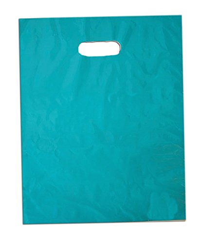 50 12x15 Glossy Teal Blue Plastic Merchandise Bags w/Handles