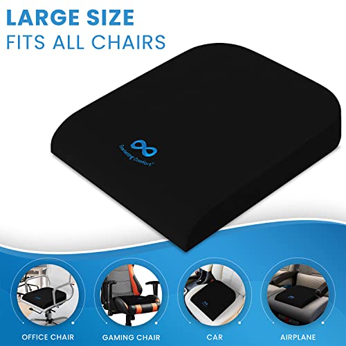 Everlasting Comfort Memory Foam Office Chair Cushion - Extra Wide and Thick Desk Chair Cushion for More Comfort - Butt Pillow Seat Cushion Pad for Leg, Butt, Sciatica, and Back Pain Relief - Car, Work