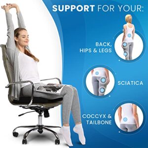 Everlasting Comfort Memory Foam Office Chair Cushion - Extra Wide and Thick Desk Chair Cushion for More Comfort - Butt Pillow Seat Cushion Pad for Leg, Butt, Sciatica, and Back Pain Relief - Car, Work