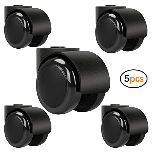 2 Inch Black Silent Stemless Caster,Office Chair Wheels Replacement Chair Casters,Furniture Casters, Replacement Swivel Chair Accessories,5pcs,150kg Capacity.