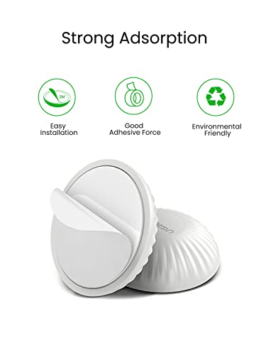 UGREEN Door Stopper Wall Protector Door Bumper Knob Shield Handle Guard Self Adhesive for Bedroom, Kitchen, Office, White 2 Pack