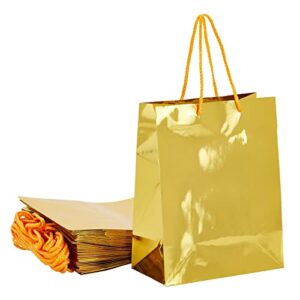 gold gift bags with handles, small gift bag (9.25 x 8 x 4.25 in, 24 pack)