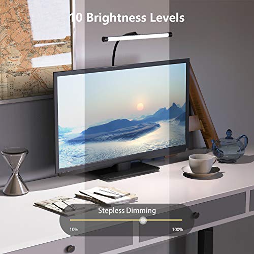 YOUKOYI LED Desk Lamp with Clamp, Flexible Gooseneck Arm Drafting Table Lamp, 10 Brightness Levels, 3 Color Modes, Can be Power by USB, 5W for Headboard, Workbench, Studio, Bedside Reading -- Black