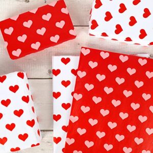 Whaline Tissue Paper White Red Heart Wrapping Paper Romantic Gift Wrapping Tissue Paper Art Paper Crafts for Valentine's Day Anniversary Birthday Wedding Decor, 100 Sheet