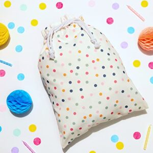 Gather & Knot Drawstring Gift Bags | 16" Medium | Happy Birthday | Premium Canvas | Reusable Fabric Wrap for Kids, Adults | Gender Neutral | Mix & Match Set