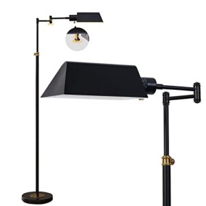 rayinight dimmable led pharmacy floor lamp for living room, full range dimming bedroom floor lamp, adjustable height standing lamp for bedroom with 350° swing arm for reading, living room, office