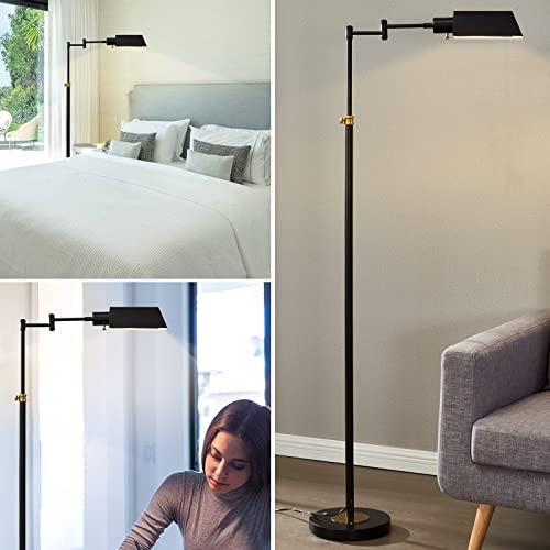 RAYINIGHT Dimmable LED Pharmacy Floor Lamp for Living Room, Full Range Dimming Bedroom Floor Lamp, Adjustable Height Standing Lamp for Bedroom with 350° Swing Arm for Reading, Living Room, Office