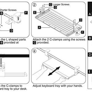 Stand Up Desk Store Large Clamp-On Retractable Adjustable Height Under Desk Keyboard Tray | for Desks Up to 1.5" (Large, 33" Wide)