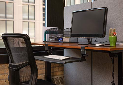 Stand Up Desk Store Large Clamp-On Retractable Adjustable Height Under Desk Keyboard Tray | for Desks Up to 1.5" (Large, 33" Wide)