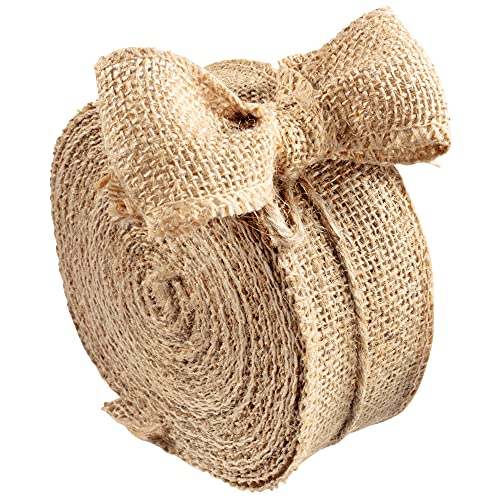 Idiy Natural Burlap Ribbons (2" Wide, 10 Yards) - No Wire,100% Jute - Great for DIY Crafts and Projects, Gift Wrapping, Wedding Decoration, and More!