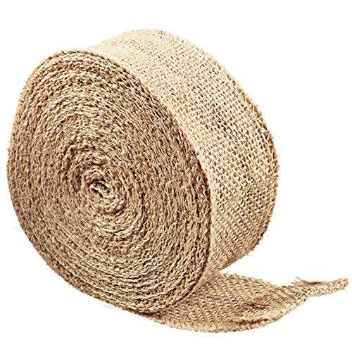 Idiy Natural Burlap Ribbons (2" Wide, 10 Yards) - No Wire,100% Jute - Great for DIY Crafts and Projects, Gift Wrapping, Wedding Decoration, and More!