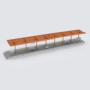 outland models railway scenery train station passenger platform with accessories (full-covered) 1:160 n scale