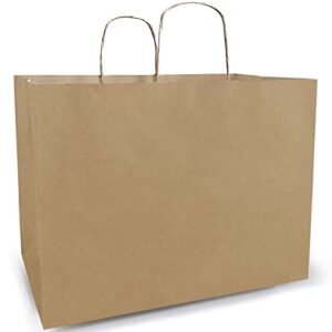 qutuus 16x6x12 inch 100 pcs kraft paper bags with handles bulk, kraft shopping bags, brown paper bags with handles, large paper bags for small business, boutique bags, kraft bags, brown gift bags