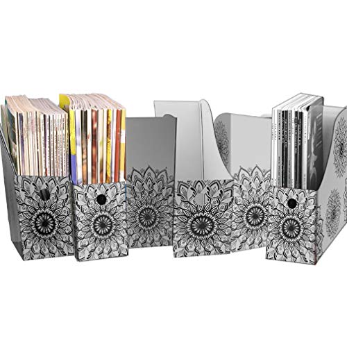 Evelots 6 Pack Magazine File Holder/Organizer-4 Inch Wide-Mandala-With Labels