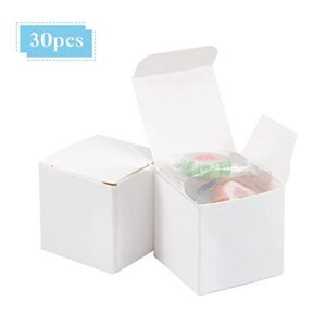 PH PandaHall Kraft Paper Box, Mini White Paper Gift Packaging Box with Lid Soap Box Foldable Cardboard Earring Ring Small Jewelry Favor Treat Candy Boxes for Birthday Wedding, 30 Pack 1.5x1.5x1.5inch