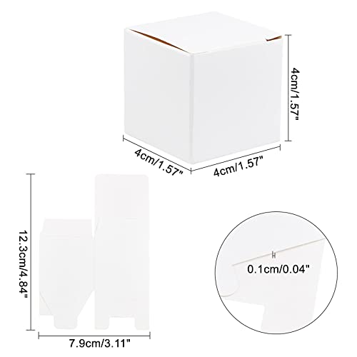 PH PandaHall Kraft Paper Box, Mini White Paper Gift Packaging Box with Lid Soap Box Foldable Cardboard Earring Ring Small Jewelry Favor Treat Candy Boxes for Birthday Wedding, 30 Pack 1.5x1.5x1.5inch