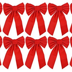 Red Velvet Christmas Bow 9-inch X 16-inch, 10 Pack of Holiday Bows