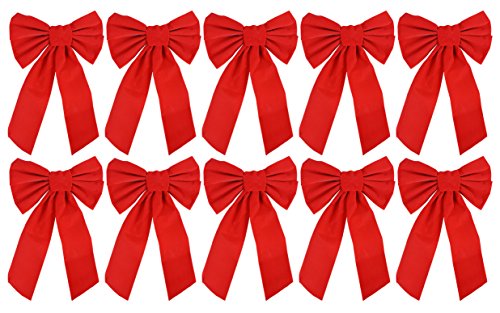 Red Velvet Christmas Bow 9-inch X 16-inch, 10 Pack of Holiday Bows