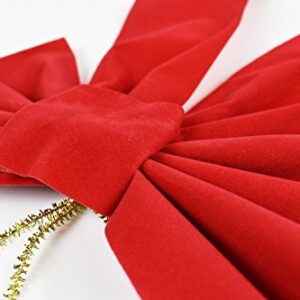 Red Velvet Christmas Bow 9-inch X 16-inch, 10 Pack of Holiday Bows