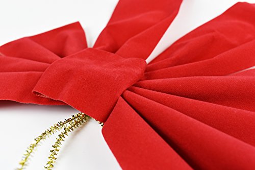 Red Velvet Christmas Bow 9-inch X 16-inch, 10 Pack of Holiday Bows