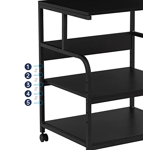 Fannova Printer Stand, 23.6 x18.9 x 29.5 Inches Large Printer Table with Adjustable Storage Shelf, 3 Tier Rolling Printer Cart with Wheels for Home Office, Stand for Heat Press Mini Fridge, Black