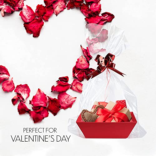 Upper Midland Products [5PK Large Red Baskets For Gifts Empty To Fill| Bulk Gift Basket Kit- 10x12” Big Red Basket | 5 Cellophane Bags | 5 Pack Red Pull Bows