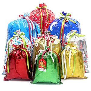 diamerd 38pcs christmas gift bags,christmas gift bags assorted size,christmas gift bags with tags, xmas party holiday gift bags with small medium large jumbo