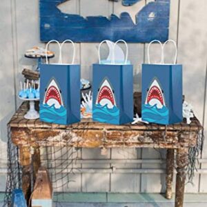 Funnlot Shark Party Bags Shark Birthday Party Supplies 12PCS Shark Goodie Bags Shark Gift Bags Shark Party Favor Bags for Shark Party Kids Birthday Party Decorations