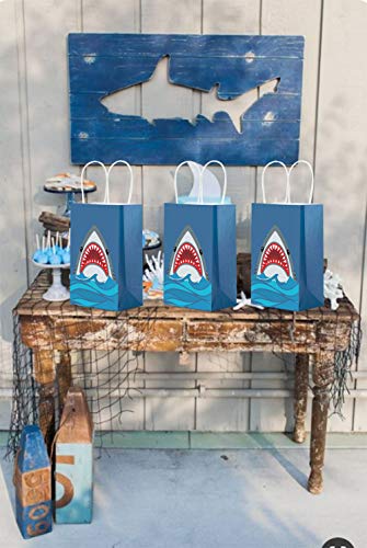 Funnlot Shark Party Bags Shark Birthday Party Supplies 12PCS Shark Goodie Bags Shark Gift Bags Shark Party Favor Bags for Shark Party Kids Birthday Party Decorations