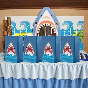 Funnlot Shark Party Bags Shark Birthday Party Supplies 12PCS Shark Goodie Bags Shark Gift Bags Shark Party Favor Bags for Shark Party Kids Birthday Party Decorations