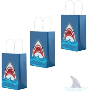 Funnlot Shark Party Bags Shark Birthday Party Supplies 12PCS Shark Goodie Bags Shark Gift Bags Shark Party Favor Bags for Shark Party Kids Birthday Party Decorations