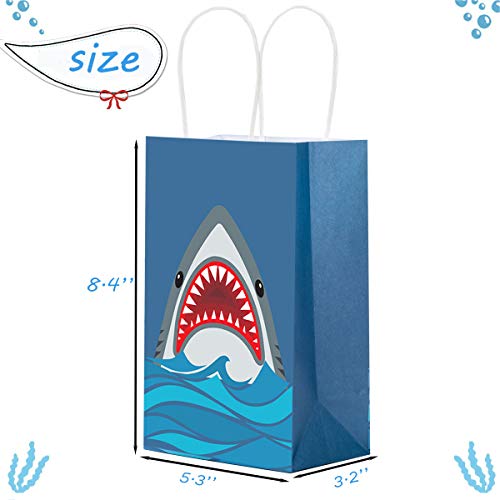 Funnlot Shark Party Bags Shark Birthday Party Supplies 12PCS Shark Goodie Bags Shark Gift Bags Shark Party Favor Bags for Shark Party Kids Birthday Party Decorations