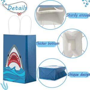 Funnlot Shark Party Bags Shark Birthday Party Supplies 12PCS Shark Goodie Bags Shark Gift Bags Shark Party Favor Bags for Shark Party Kids Birthday Party Decorations