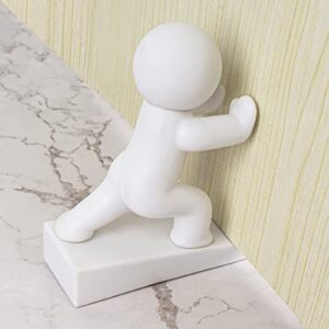 cute door stopper, buddy decorative door stop, protects your floors (white, 1 pack)