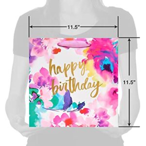 Papyrus 11.4" Large Birthday Gift Bag, Floral Watercolor (1 Bag)