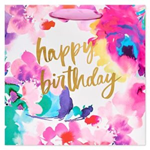 Papyrus 11.4" Large Birthday Gift Bag, Floral Watercolor (1 Bag)