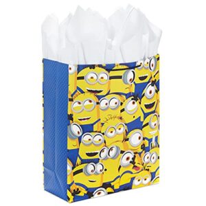 hallmark 15″ extra large gift bag with tissue paper (minions) for kids, birthdays, christmas