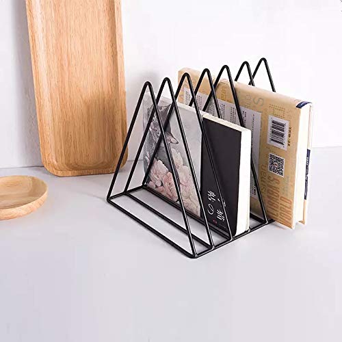 Cq acrylic Triangle File Folder Racks and Magazine Holder,10 Lattice Metal Newspaper Holder Magazine File Storage for Office Home Decoration,Black