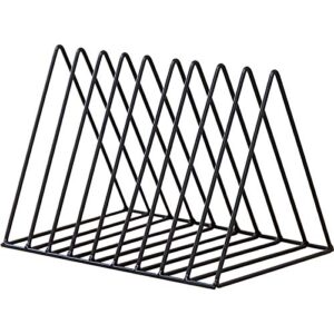 cq acrylic triangle file folder racks and magazine holder,10 lattice metal newspaper holder magazine file storage for office home decoration,black