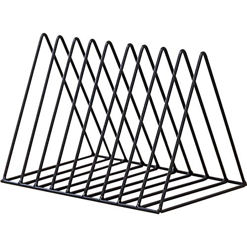 Cq acrylic Triangle File Folder Racks and Magazine Holder,10 Lattice Metal Newspaper Holder Magazine File Storage for Office Home Decoration,Black