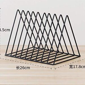 Cq acrylic Triangle File Folder Racks and Magazine Holder,10 Lattice Metal Newspaper Holder Magazine File Storage for Office Home Decoration,Black