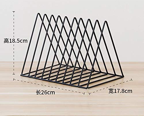 Cq acrylic Triangle File Folder Racks and Magazine Holder,10 Lattice Metal Newspaper Holder Magazine File Storage for Office Home Decoration,Black