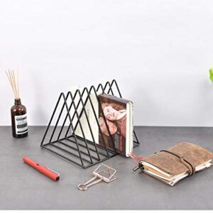 Cq acrylic Triangle File Folder Racks and Magazine Holder,10 Lattice Metal Newspaper Holder Magazine File Storage for Office Home Decoration,Black