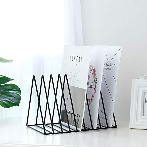 Cq acrylic Triangle File Folder Racks and Magazine Holder,10 Lattice Metal Newspaper Holder Magazine File Storage for Office Home Decoration,Black